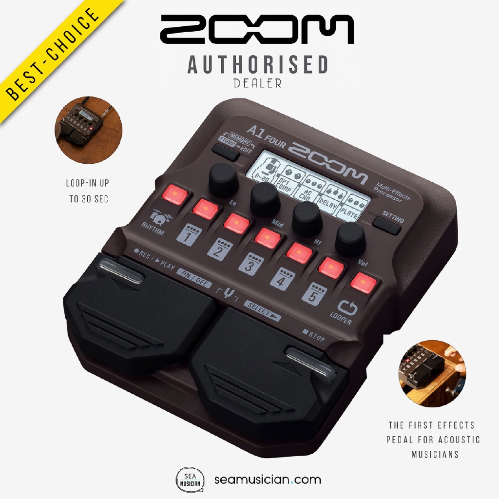 ZOOM A1 FOUR ACOUSTIC GUITAR MULTI EFFECT PROCCESSOR PEDAL (ACOUSTIC ...