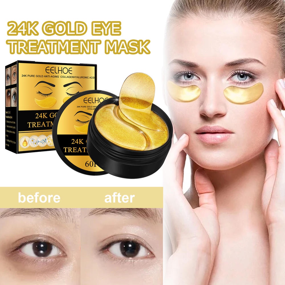 24k Gold Under Eye Patches - 60 Pcs Eye Mask Pure Gold Anti-Aging ...