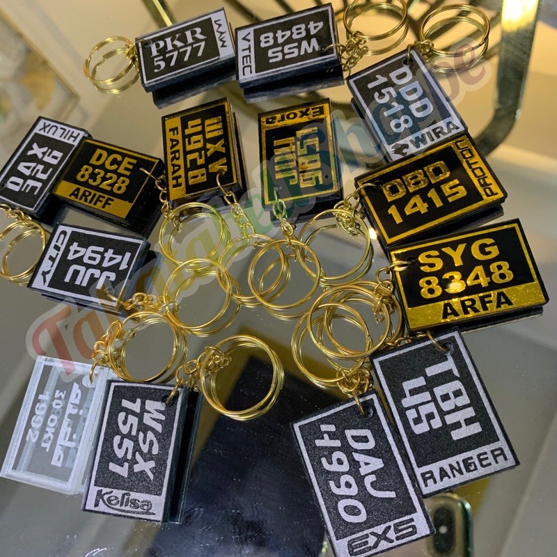 Customize keychain no plate kereta@motor/keychain costom made by laser ...