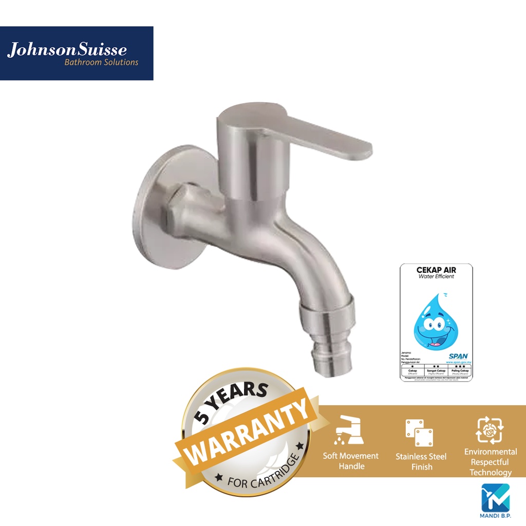 Johnson Suisse Murano ½ inch washing machine tap with flange, stainless ...