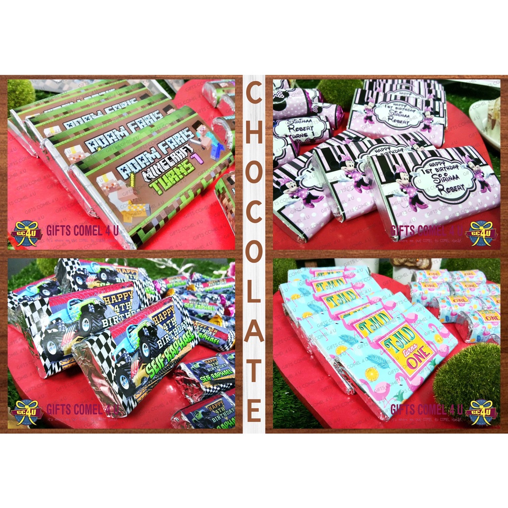 Coklat Wrapper Personalised Theme MINNIE MOUSE | MINECRAFT | FLAMINGO ...