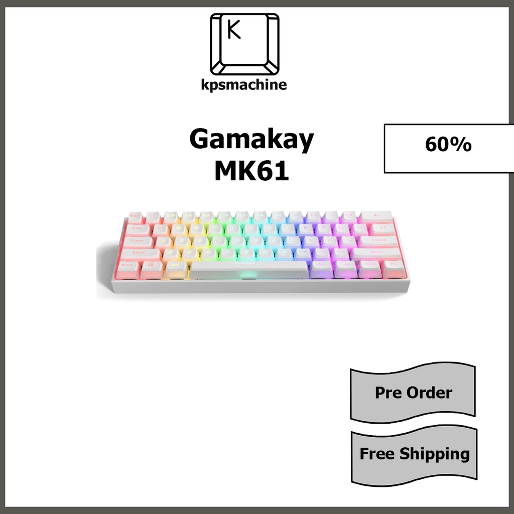 GamaKay MK61 Gateron Switches Hotswappable RGB Wired Gaming Mechanical ...