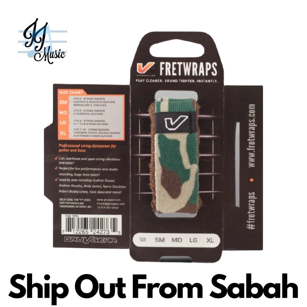 Gruv Gear FW-1PK-CMG-SM Fretwraps String Muters 1 Pack, Small, Camo ...