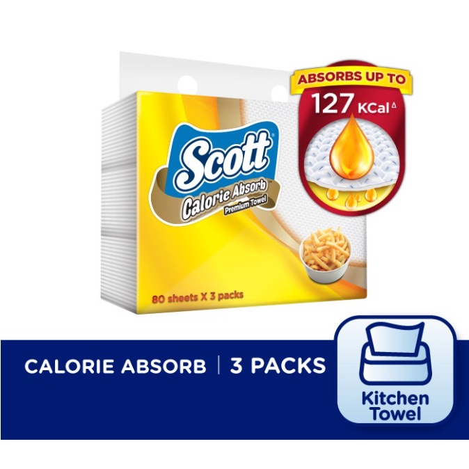 Scott Calorie Absorb Soft-Pack Kitchen Towel (80's x 3)/Royal Gold ...