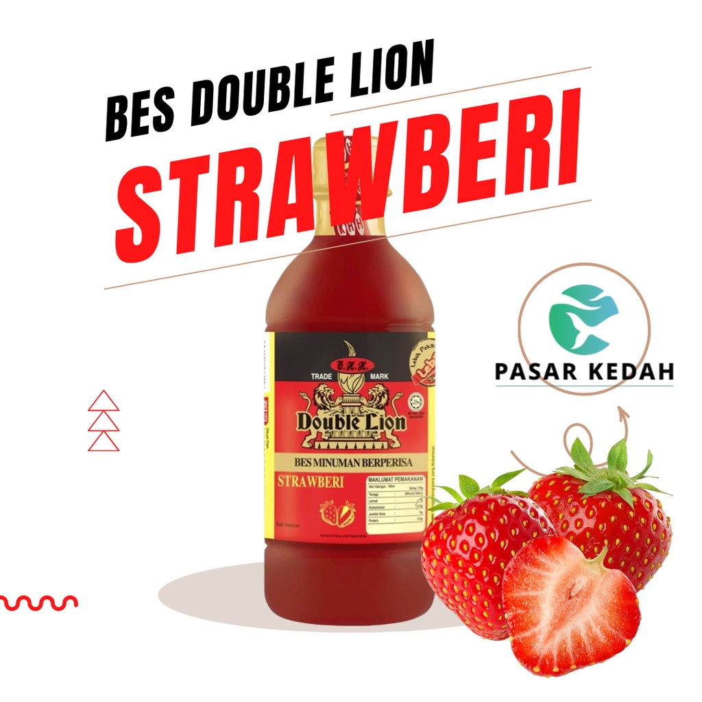 DOUBLE LION Kordial Air Pati KELADI & STRAWBERRI Bes Minuman Berperisa ...