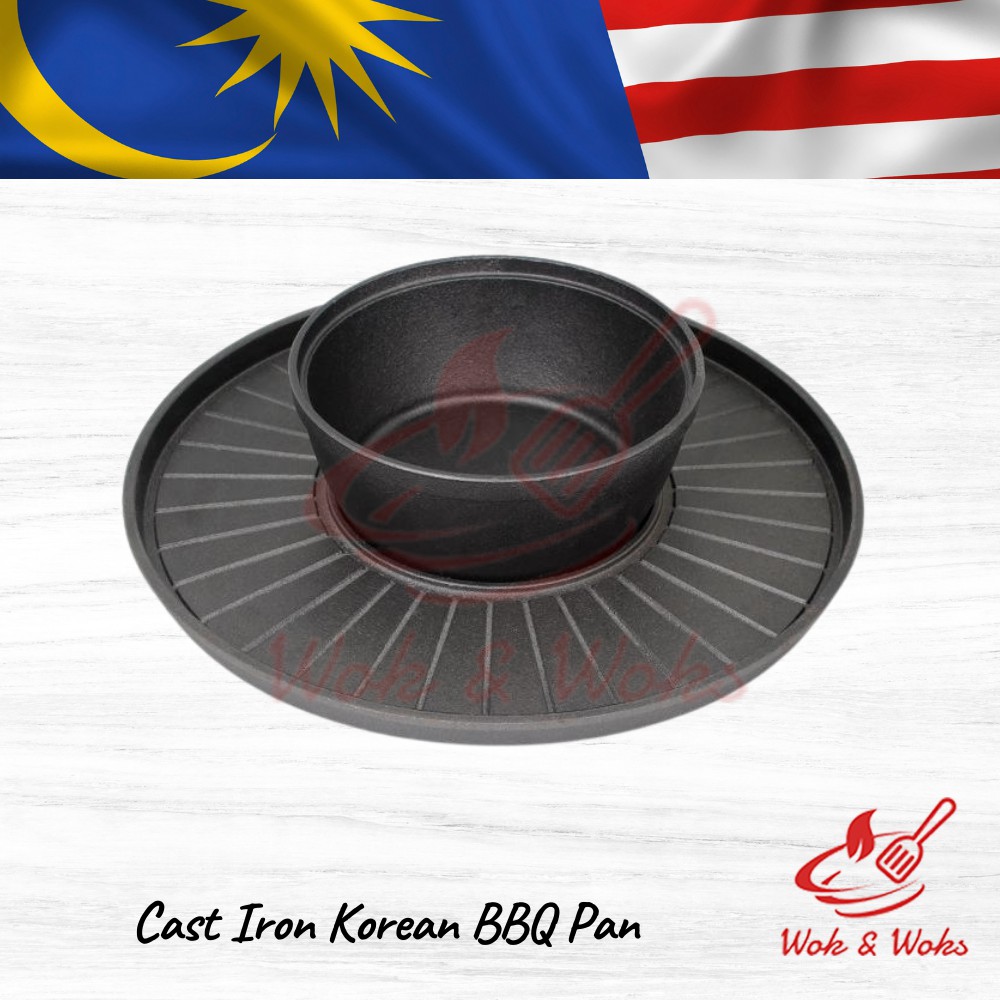 High Quality Cast Iron 2 In 1 Korean Style Steamboat Grill Pan / Besi ...