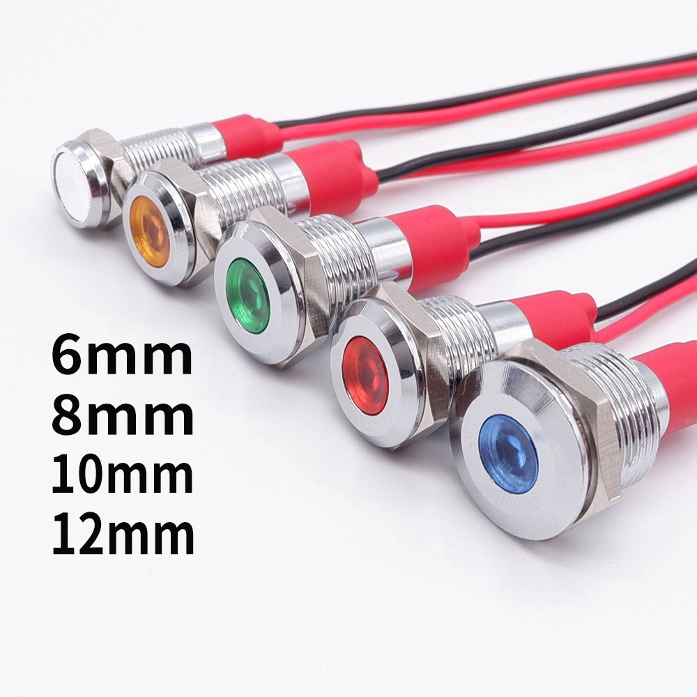 6mm 8mm 10mm 12mm Metal LED Warning Indicator Light Signal Lamp Pilot ...