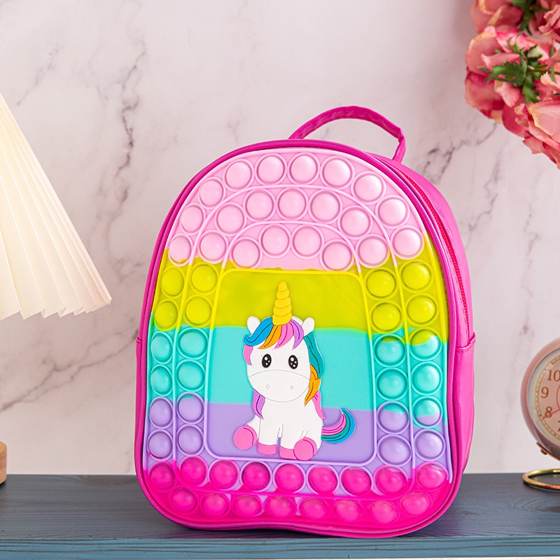 🐳Pop It Backpack Fidget Toy Unicorn Peripheral Poppy time Pop Bookbag ...