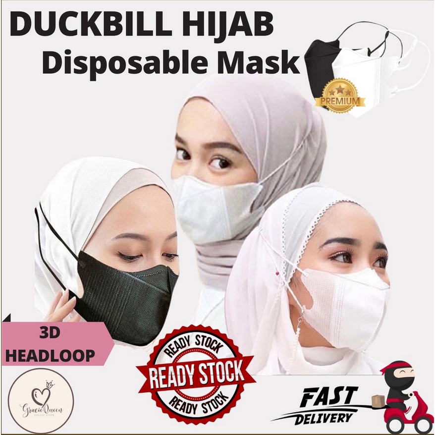 50pcs Mask Duckbill 4ply mask 3D Disposable Mask Face Mask Headloop non ...