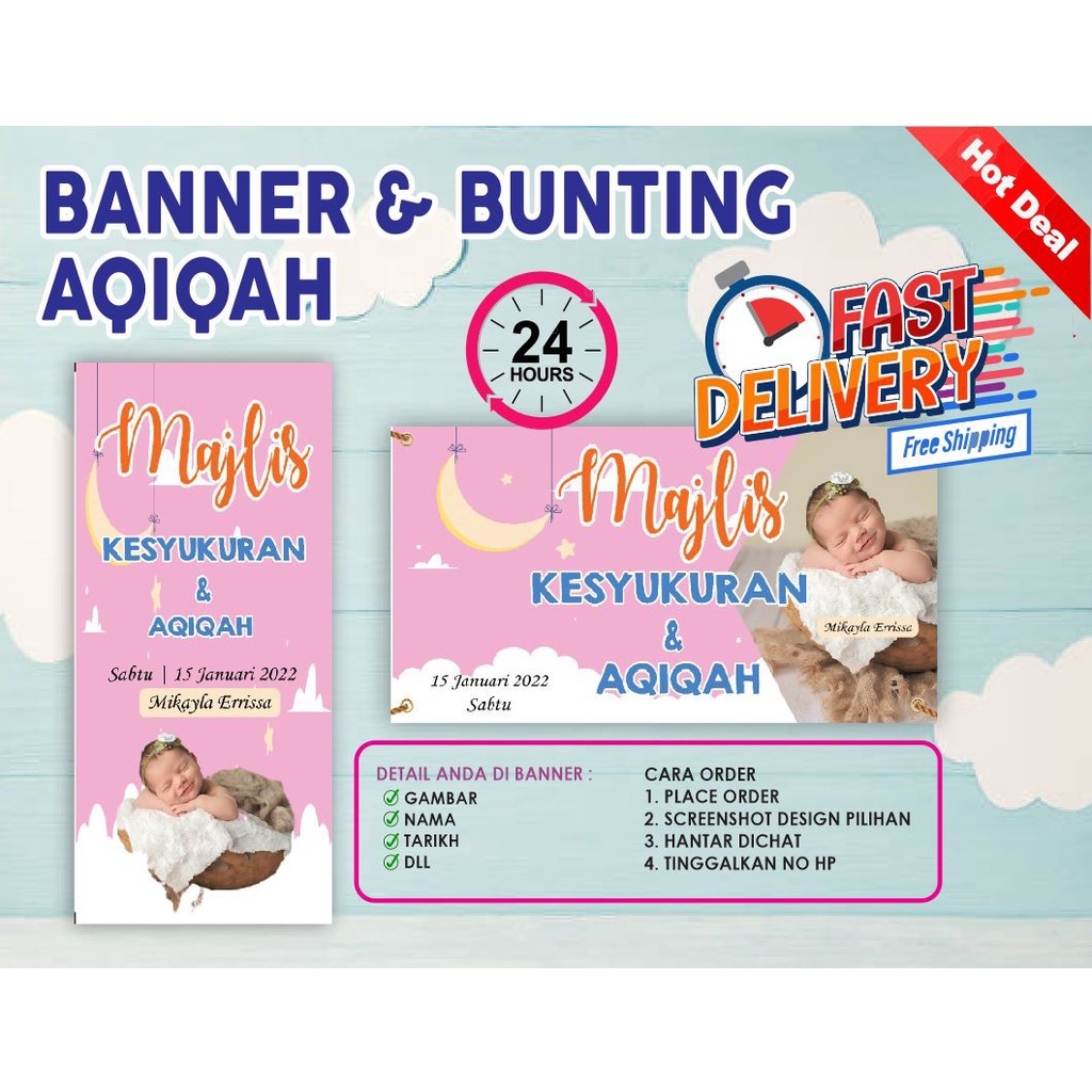 BANNER / BUNTING KENDURI AKIKAH-AQIQAH (STAND DIJUAL BERASINGAN ...