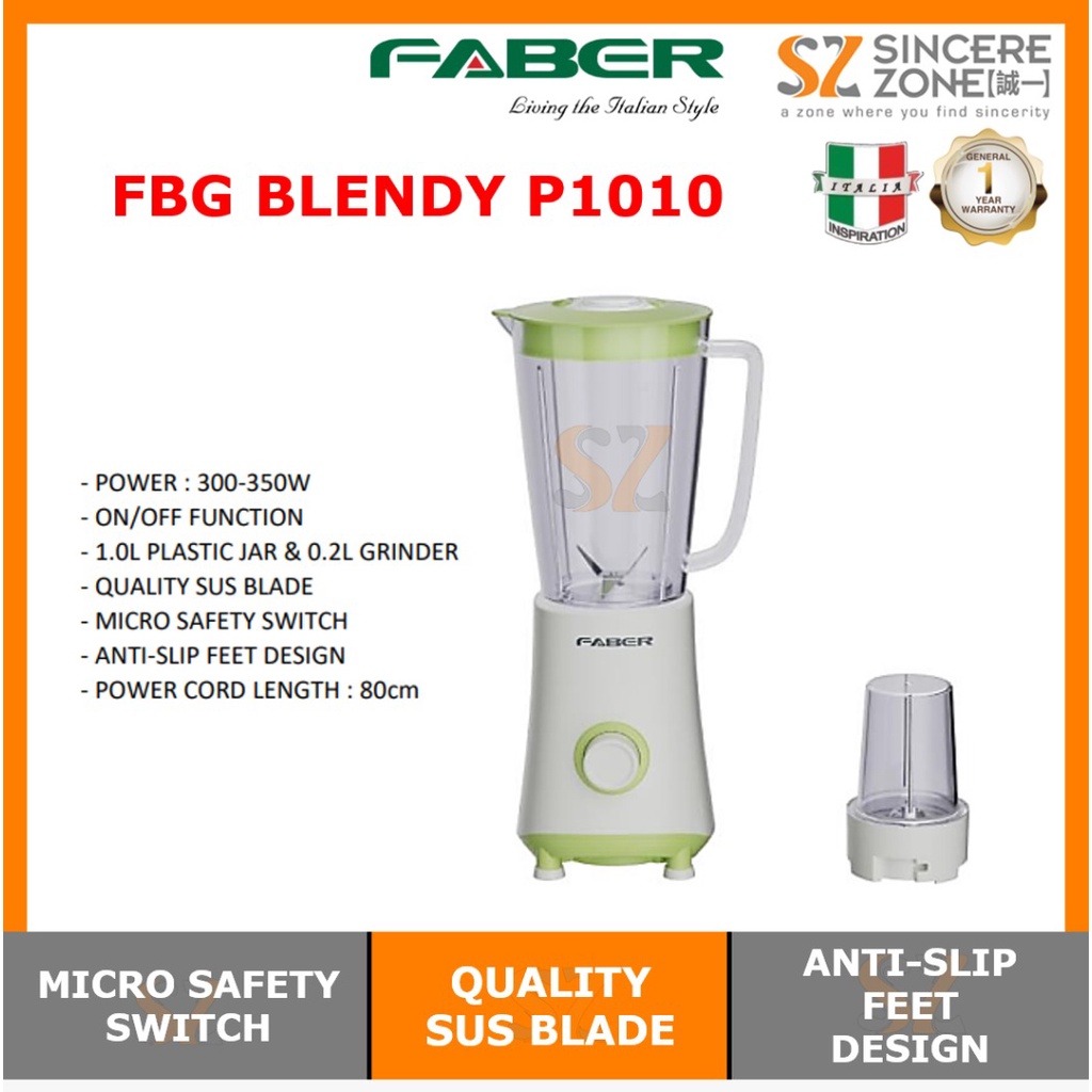 Faber FBG BLENDY P1010 1.0L Plastic Jar & 0.2L Grinder Blender | Shopee ...