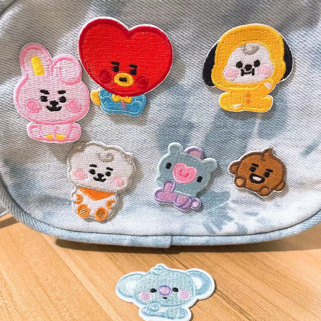 Kpop BTS Bangtan Boys TATA Embroidery Cloth Sticker Cute Cartoon Small ...