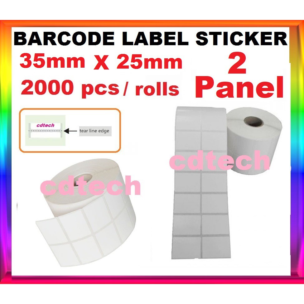 (2 PANEL)Barcode Label Barcode Sticker 35mm x 25mm 2 UP / 2 PANEL ...