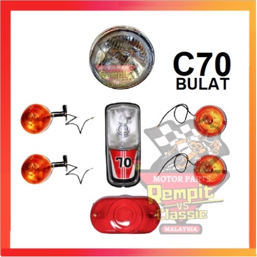 REMPIT honda c70 bulat c70z full set lampu bulat signal lampu depan ...