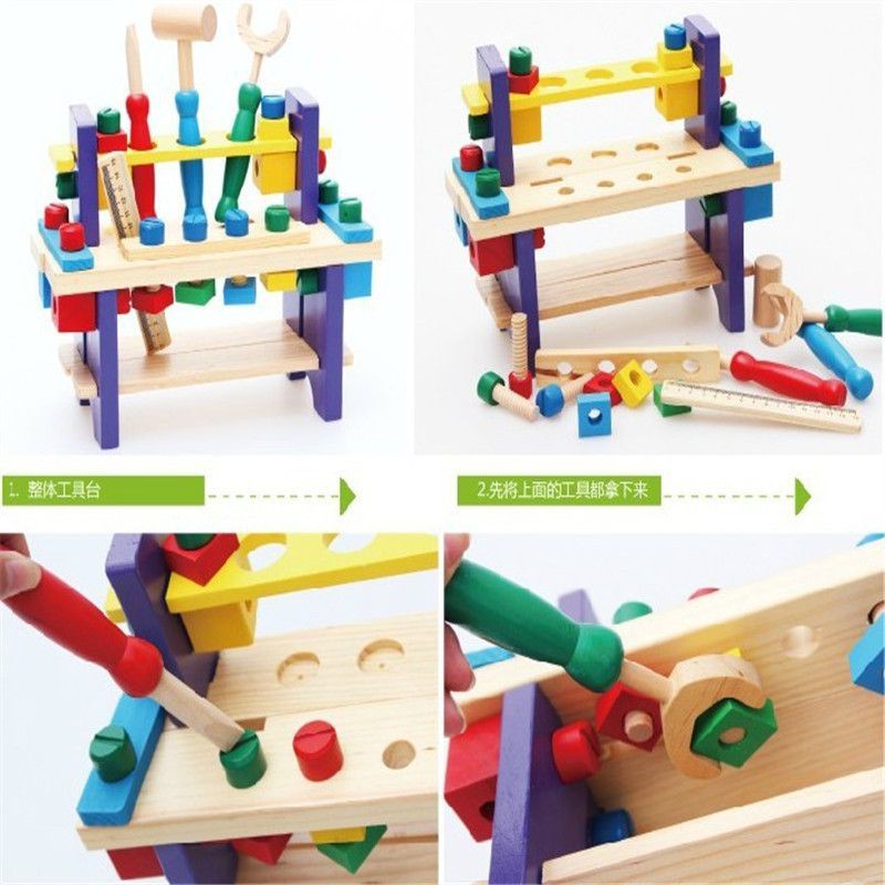 Wooden Early Learning Multi functional Work Bench For Kids | Shopee ...