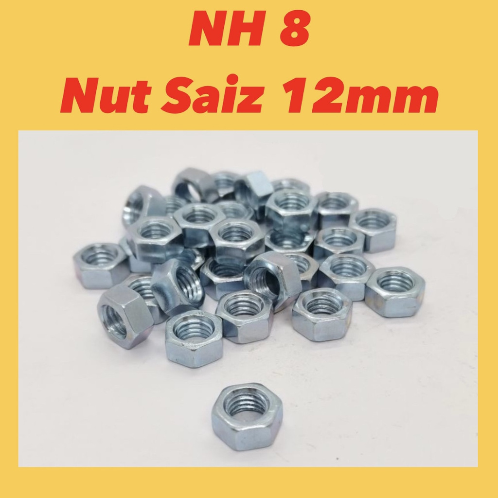 ( 1PCS ) NH 8 (12) 12MM NUT / NUT SIZE 12MM SCREW M8 NUT NUT SAIZ 12MM ...