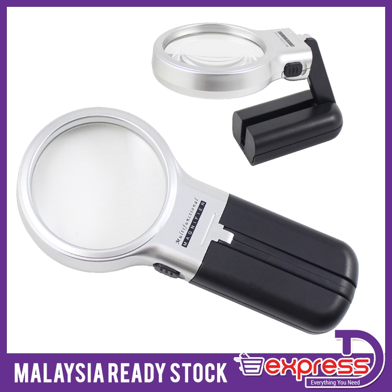 3X Illuminated Magnifier 3" Lighted Magnifying Glass LED Folding Stand ...