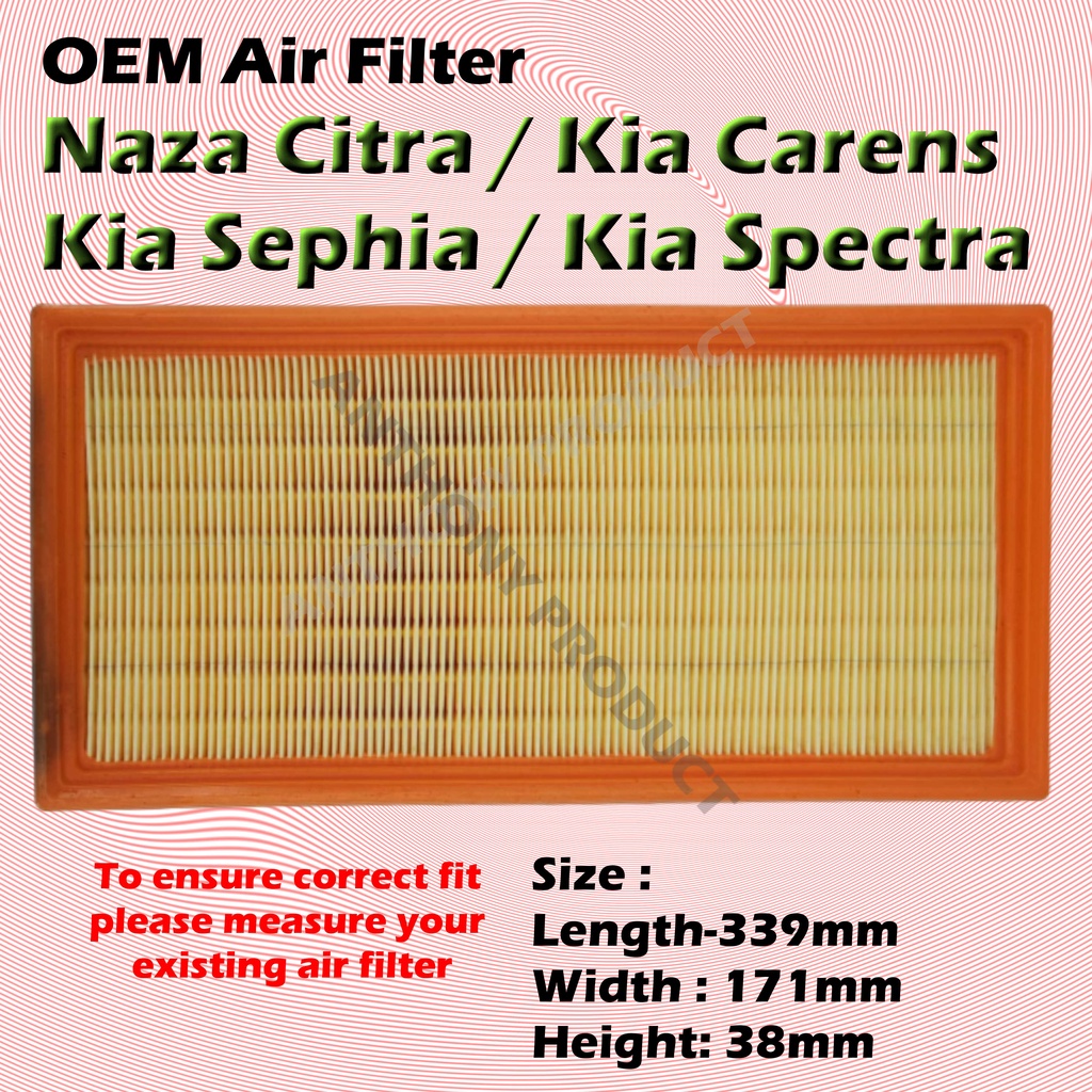 Naza Citra, Kia Caren, Kia Sephia, Kia Spectra Air Filter OK2A5-13-Z40A ...