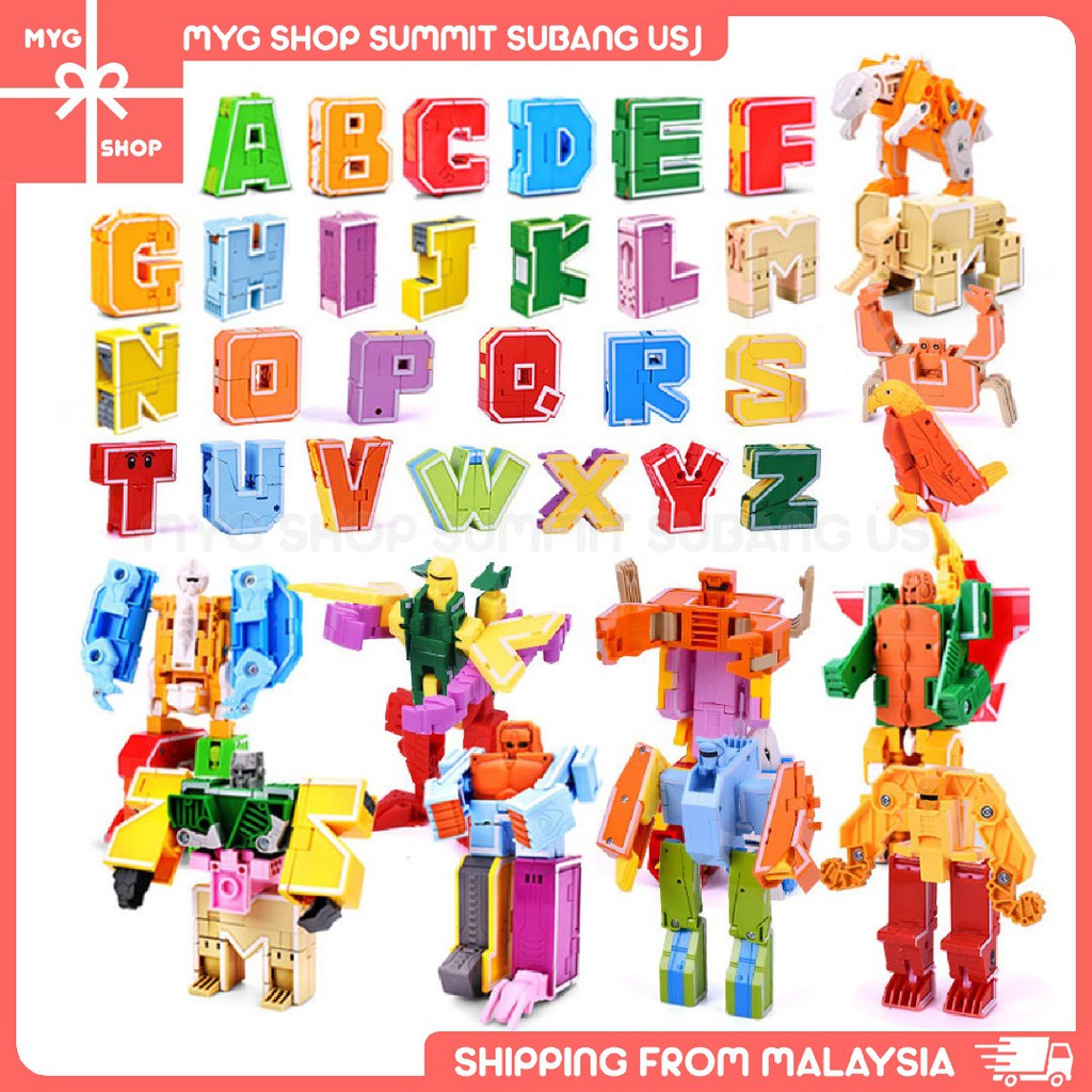 XLX Alphabet ABC Robot Dinosaur Transformers Toy Colorful Wild Animal ...