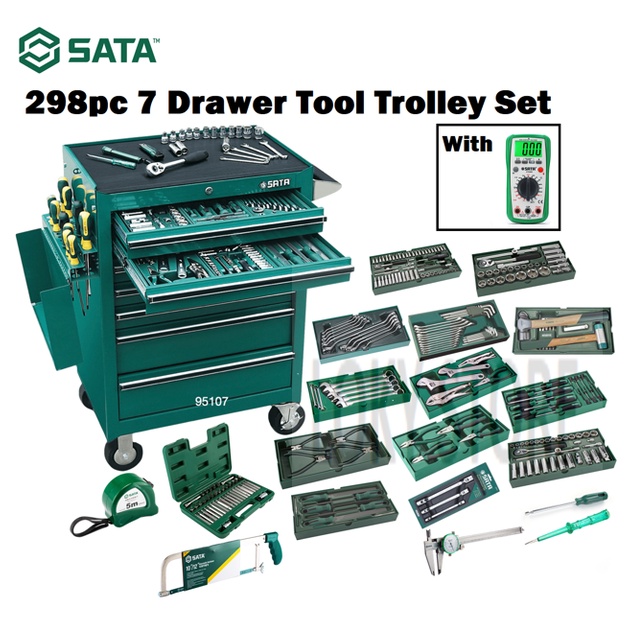 [FREE GIFT]SATA 95107P-15-A 298PC 7 Drawer Tool Trolley Set COMES WITH ...