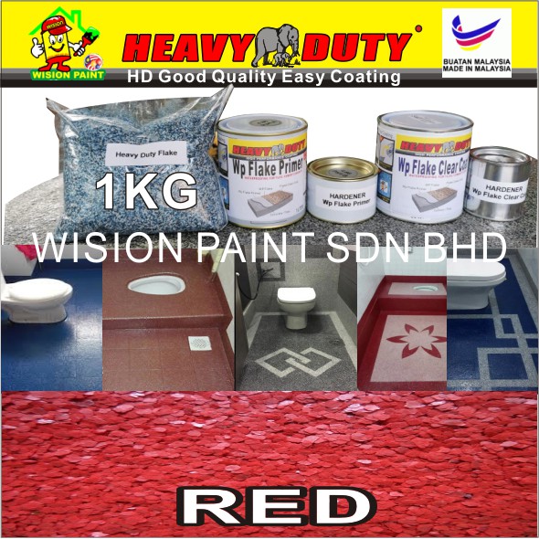 RED / Full Set Epoxy Colour Flake Coating ( 1KG FLAKE / 1L PRIMER / 1L ...