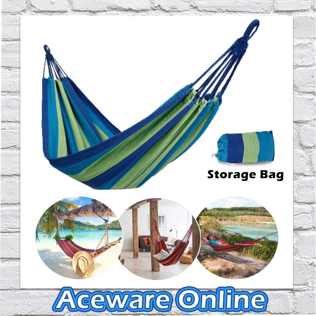 Rainbow Hammock Outdoor Canvas Fabric Camping Striped Hammocks Tree ...