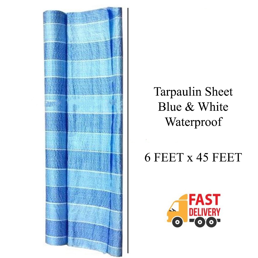 [ 1 ROLL ] Tarpaulin 6ft x 45ft Sheet Blue White Waterproof Renovation ...