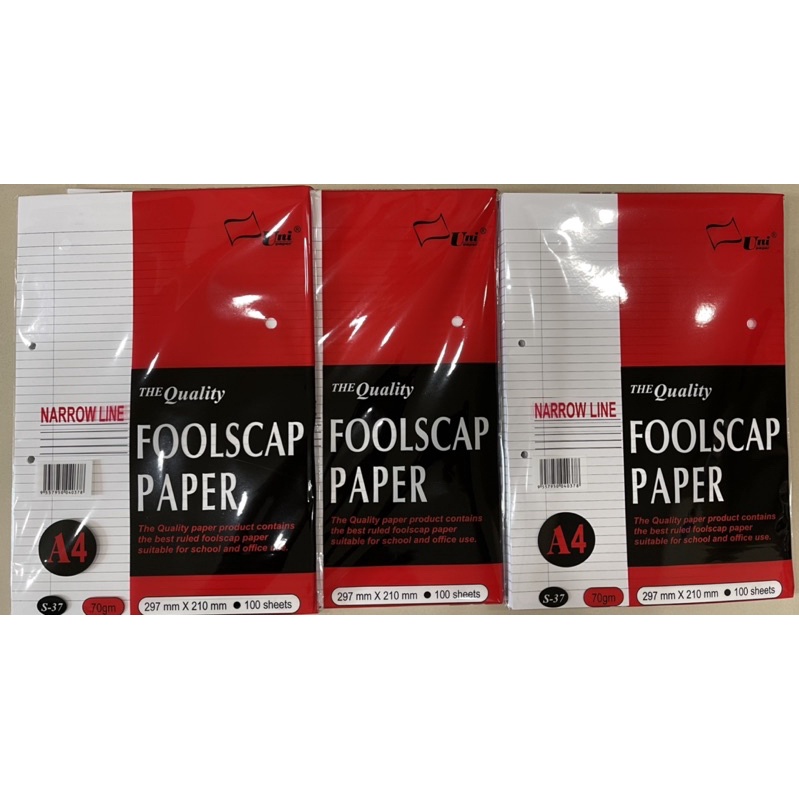 FOOLSCAP PAPER A4 70gsm 100 SHEETS EXAM SHEET (S37) | Shopee Malaysia