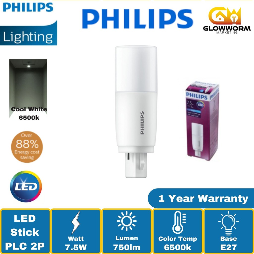 Philips LED PLC 2 Pin (7.5W 3000k/4000k/6500k) | Shopee Malaysia