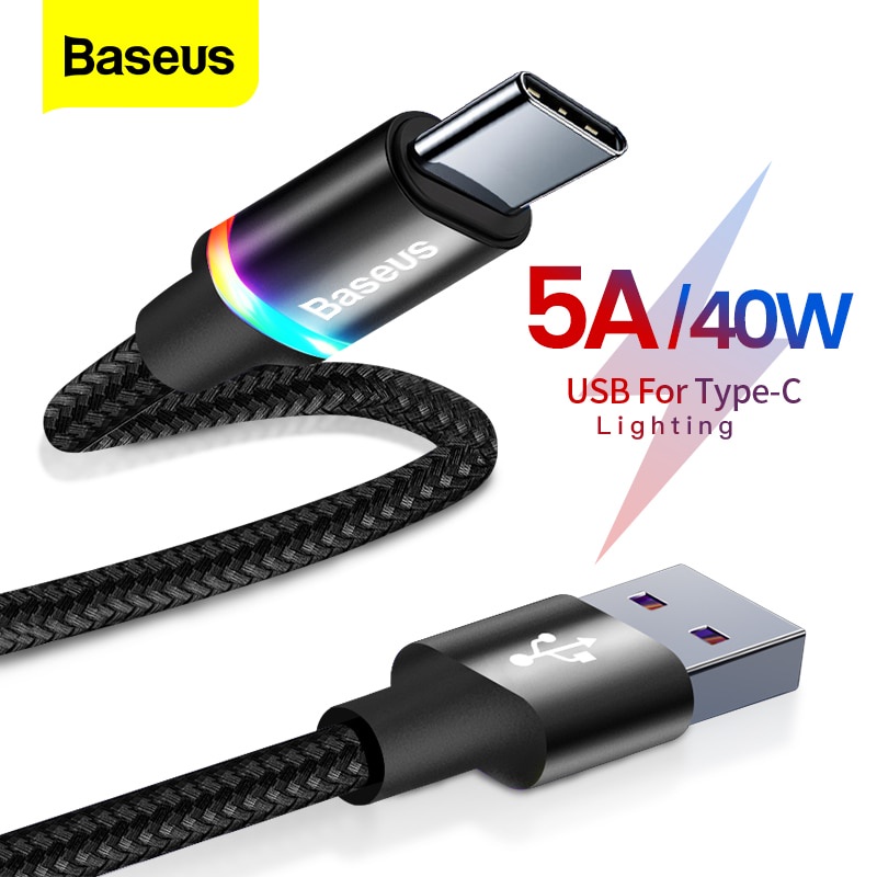 Baseus 5A USB Type C Cable For Huawei Mate 30 20 P40 P30 P20 Pro Lite 40W SCP Fast Charging ...