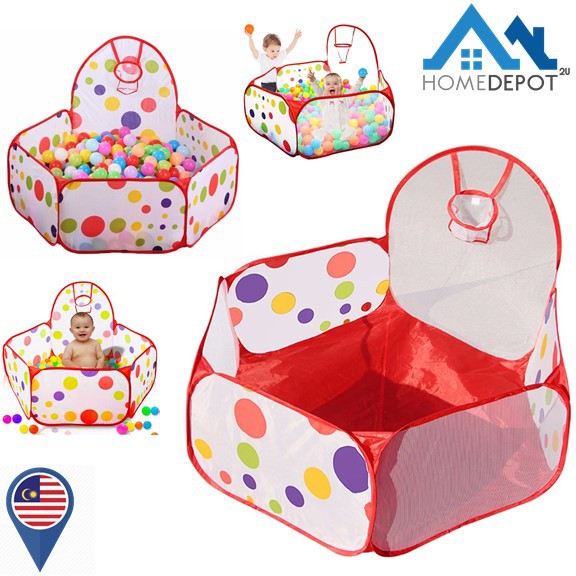 Baby Hexagon Pool Play Tent With Hoop Basket Kids Activities House ...