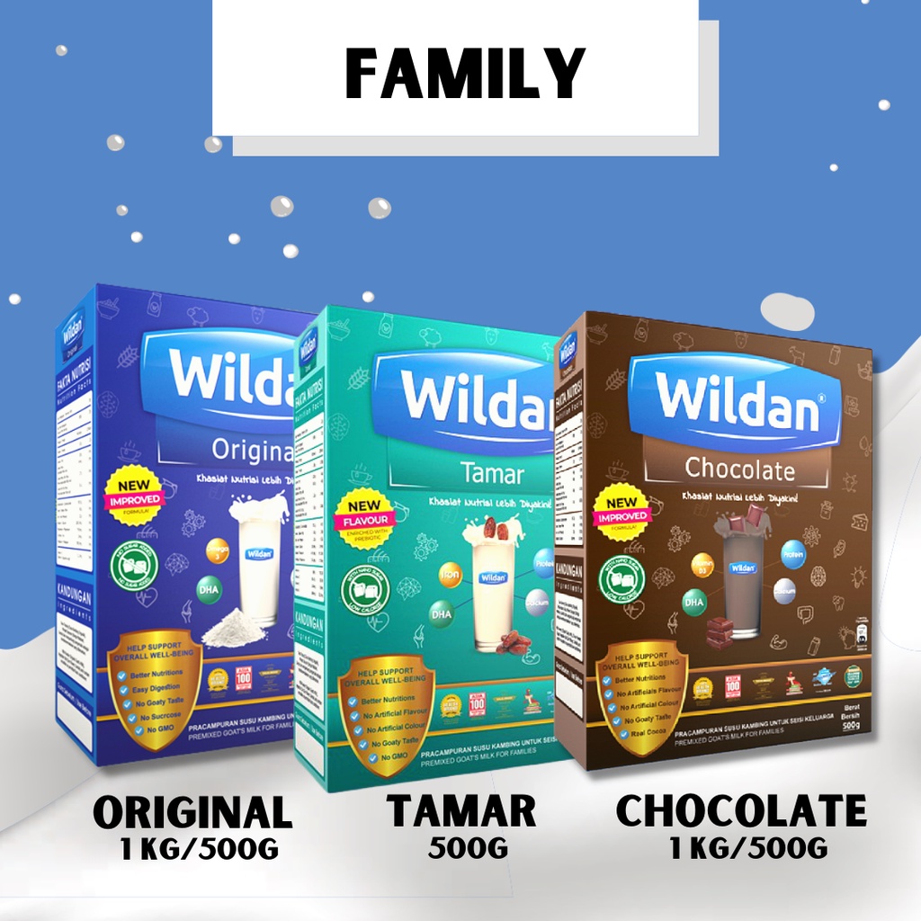 WILDAN SUSU KAMBING FAMILY PACK [SUSU TAMAR 500G] [SUSU CHOCOLATE 500G ...
