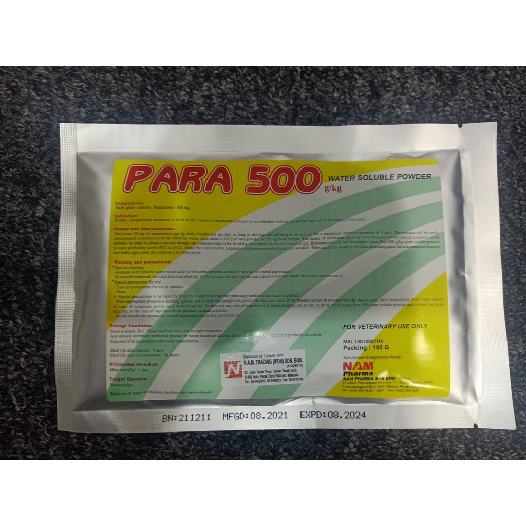 Para 500 Water Soluble Powder (Panadol Turun Demam Haiwan) | Shopee ...