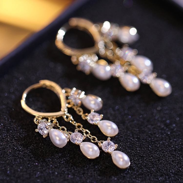 S925 Silver Needle Light Luxury Pearl Tassel Earrings 2022 New Niche ...