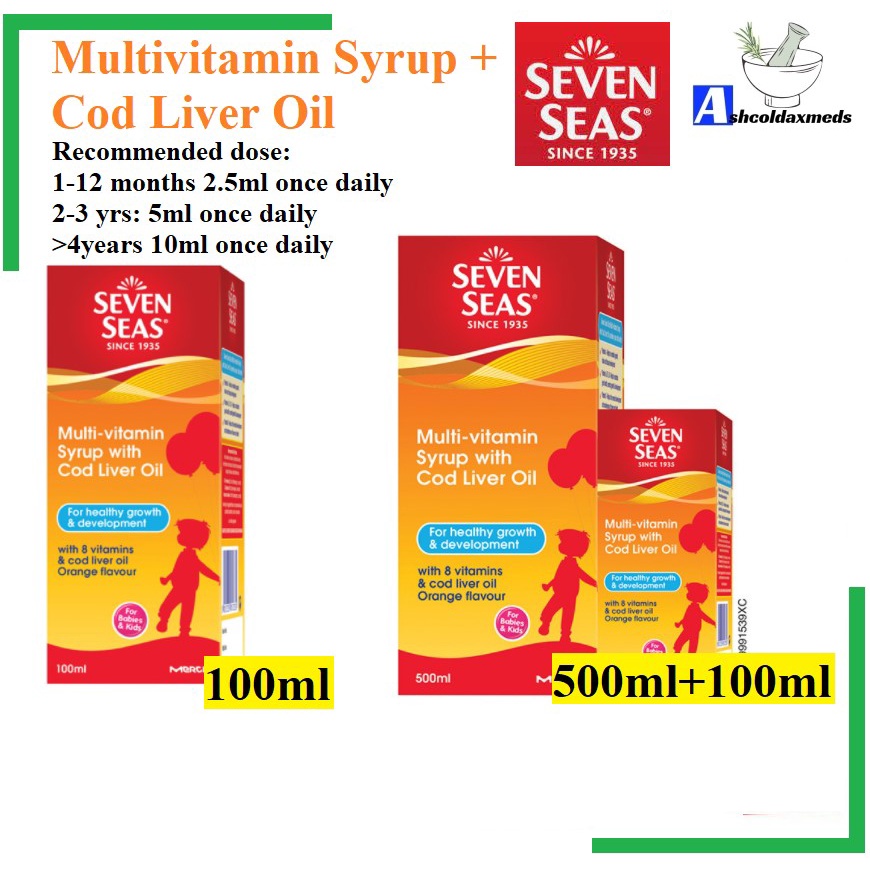 Seven Seas Kids Multivitamin Syrup With Cod Liver Oil 500+100ml EXP10 ...