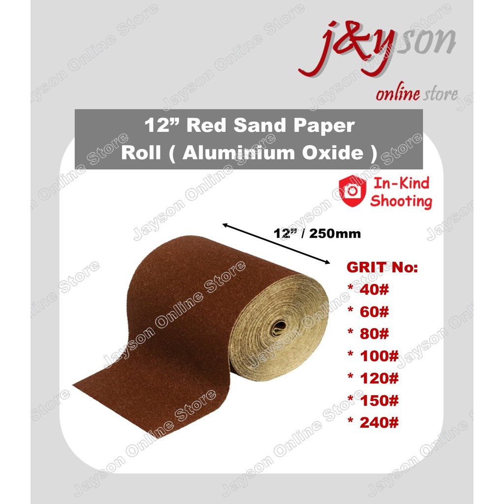 12" / 250mm Red Sand Paper Roll ( Aluminium Oxide )( 40# - 240# )[ Per ...