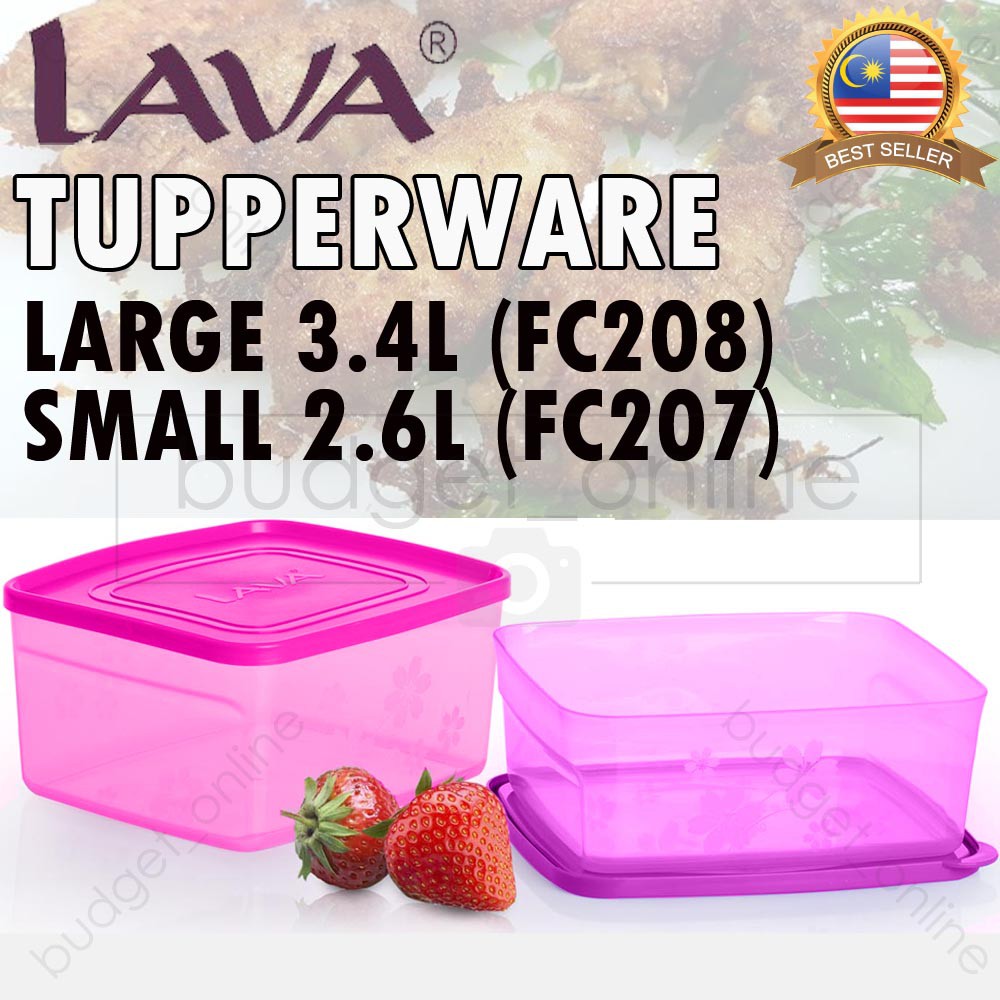 LAVA FOOD CONTAINER TUPPERWARE 3.4L FC208 & 2.6L FC207 BPA FRE/Bekas ...
