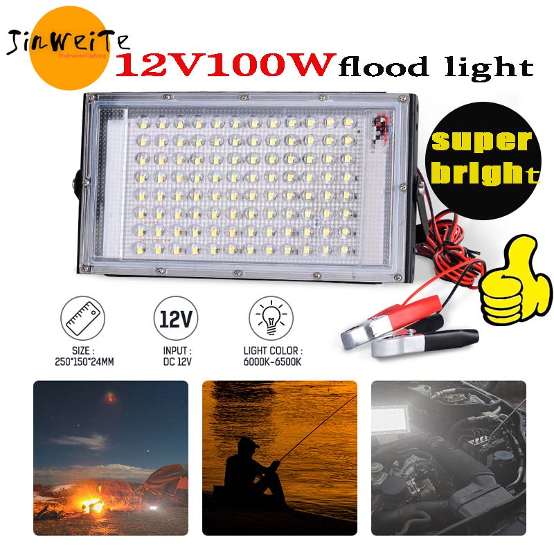 Jinweite 12V DC Powered LED Flood Light Spot Light 50W 100W Super ...