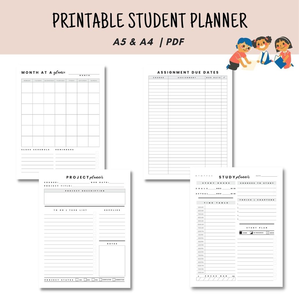 [PDF] Printable Student Planner PDF, Student Planner Book, Softcopy ...