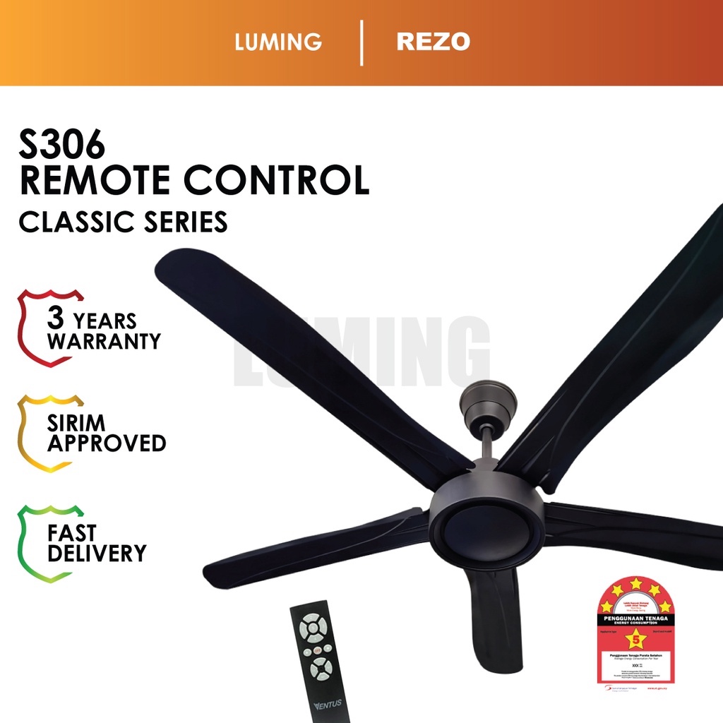 LMG_ SIRIM REZO Ceiling Fan S306 Classic Series 56" AC Motor Remote ...