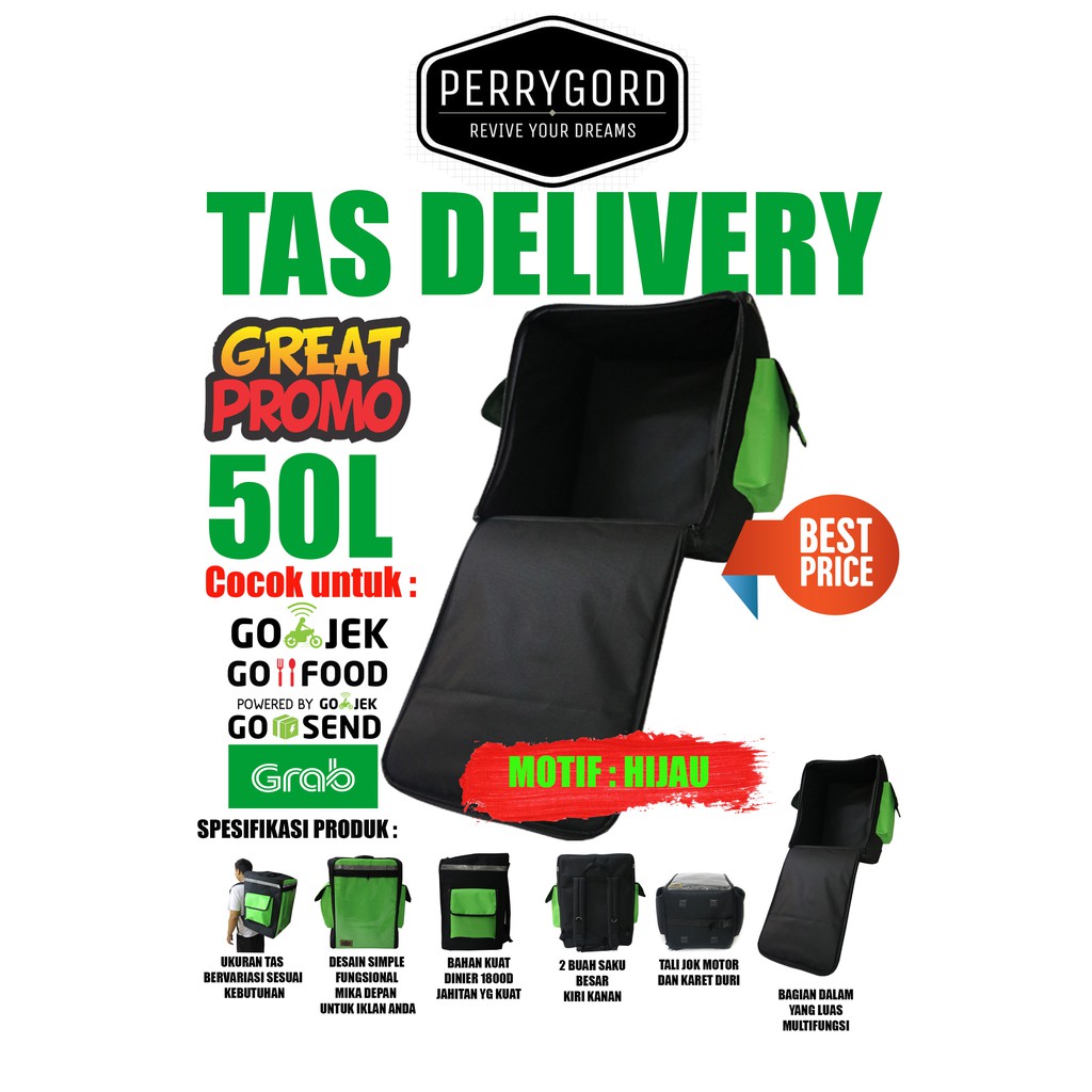 HIJAU 50 liter Food Delivery Box Bag THE COLOR IS GREEN | Shopee Malaysia