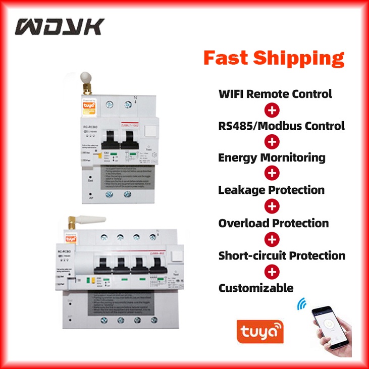 WDYK ZJSB 2P 4P (Smart Life) Tuya Energy Monitoring RCBO WIFI Circuit ...