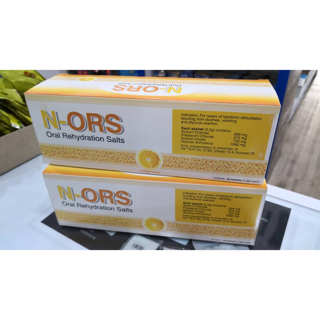 N-ORS Oral Rehydration Salts - 50 Sachets (5.2g Each) x 2 boxs (Exp:Sep ...