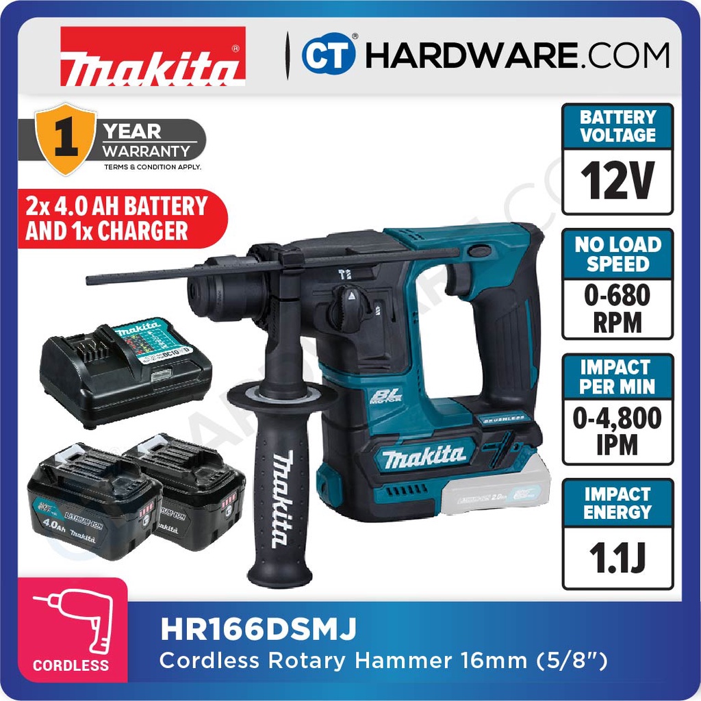 MAKITA HR166DSMJ | HR166DZ CORDLESS ROTARY HAMMER 12V | 16mm (5/8") | 2-MODES [ HR166D ...