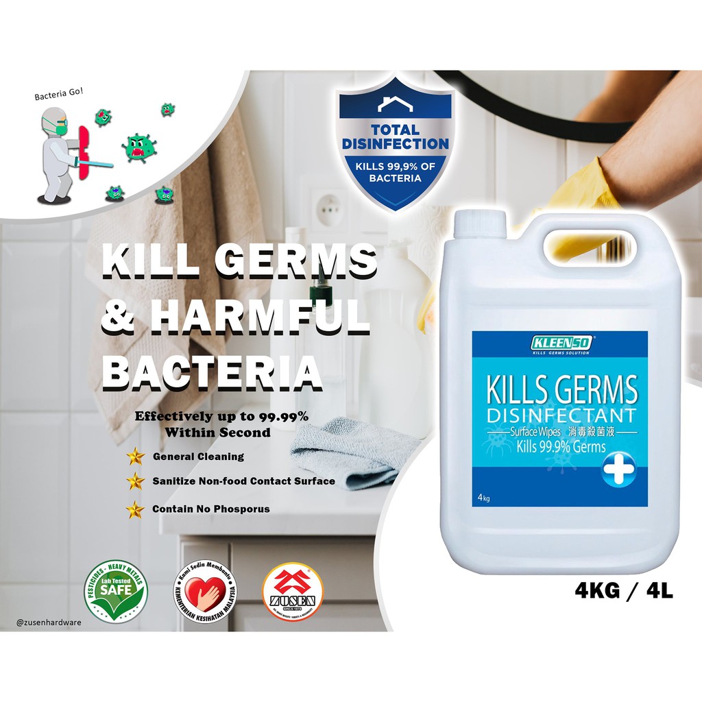 KLEENSO Germs Disinfectant Spray Neutral Sanitizer Antibacterial Kill ...