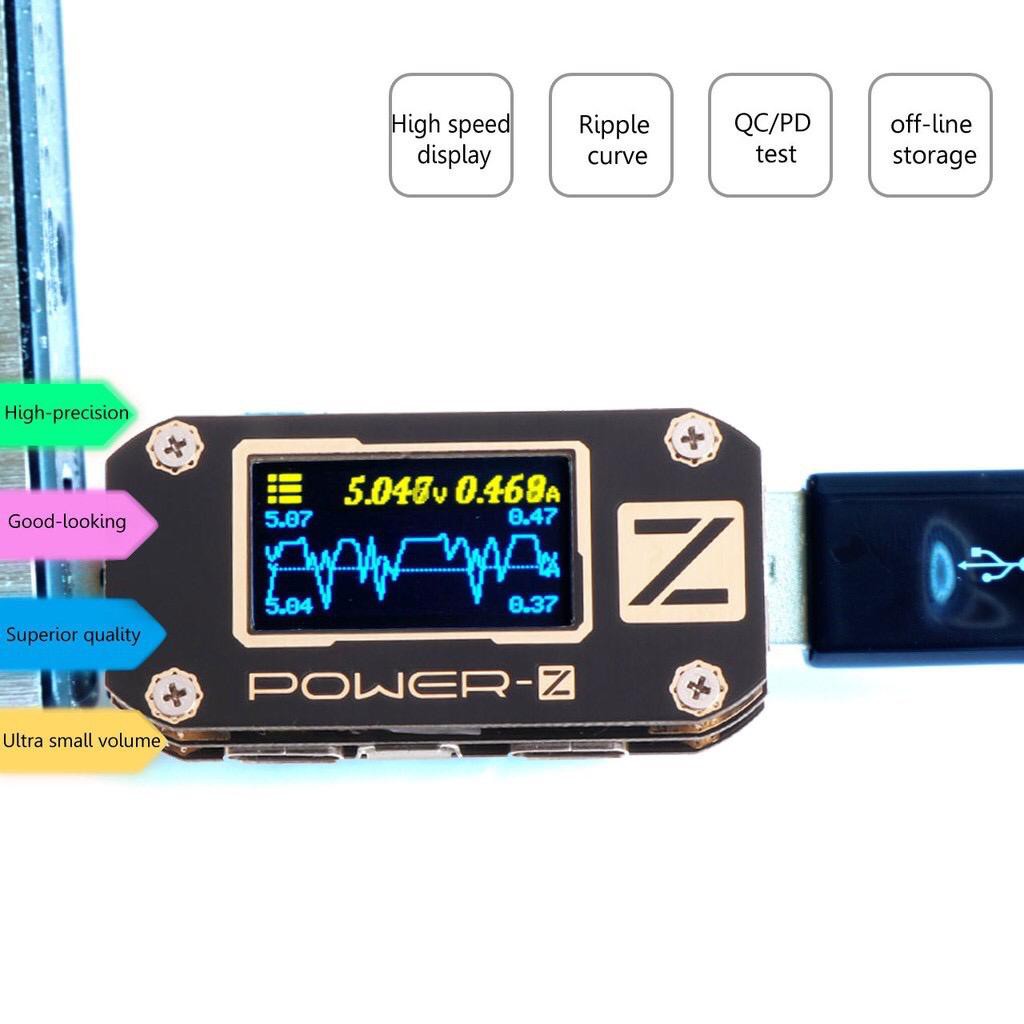 POWER-Z PD3.0 QC4.0 USB Tester Voltage Current Tester Ripple Dual Type ...