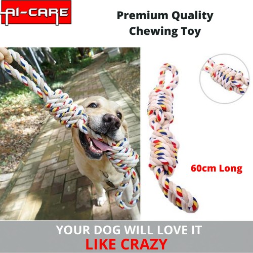 60cm Rope Toys Bite Molar Tooth Rope Dog Toy Exercise Training Treat ...