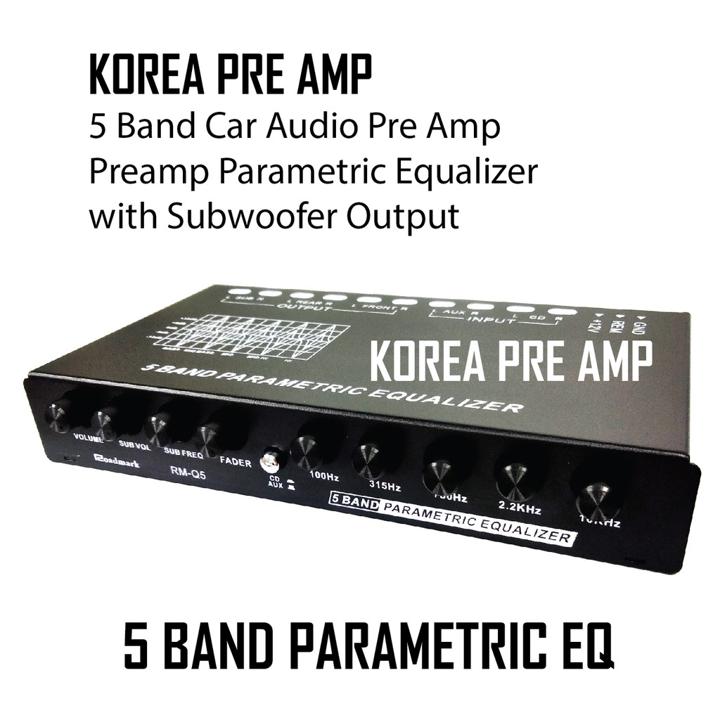 KOREA PRE AMP 5 Band Car Audio Pre Amp Parametric Preamp with Subwoofer ...