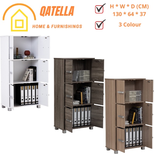 Qatella NAOMI 6 Door Storage Cabinet with Lock / 3 Tier Locker Cabinet ...