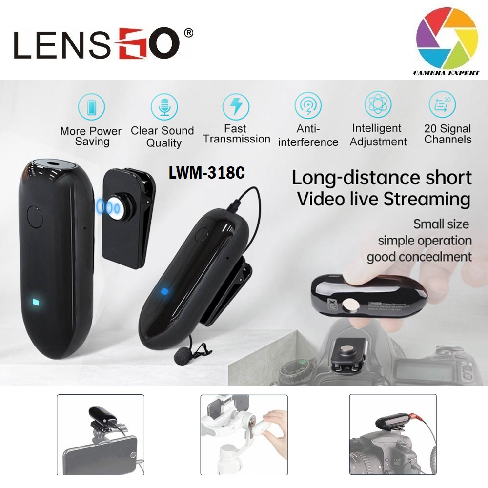 ( READY STOCK ) LensGo LWM-318C / 318C Single Lavalier Wireless ...